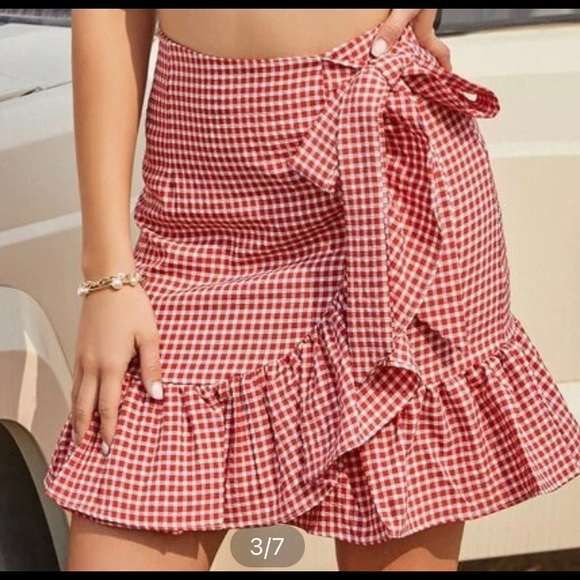 Skirts | Gingham Tide Side Ruffle Skirt | Poshmark